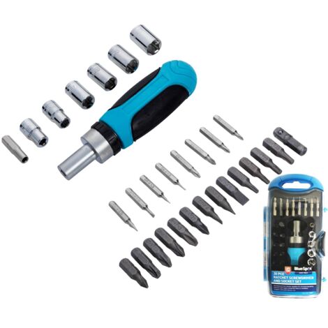 BlueSpot 30pc Ratchet Screwdriver Bit Set PH PZ SL Torx 1/4" Drive ...