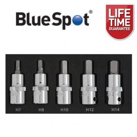 BlueSpot 5pc Hex Socket Set H7 - H14 Metric 1/2" Drive Allen Key ...