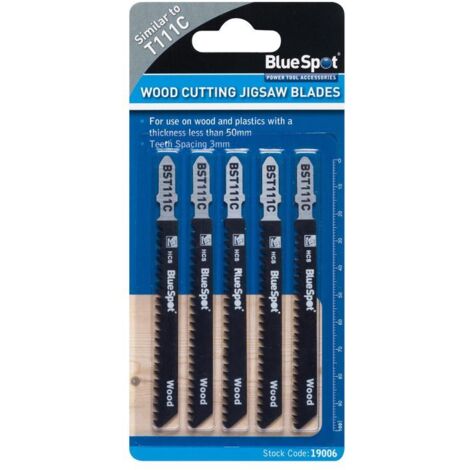 Blue Spot Tools 5 Piece HCS Quick Cut Jigsaw Blades for Wood (8 TPI)