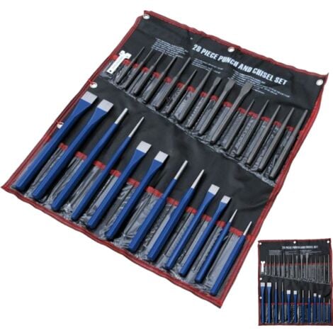 Neilsen 28pc Punch & Chisel Cold Chisels Cente Pin Taper Parallel Set