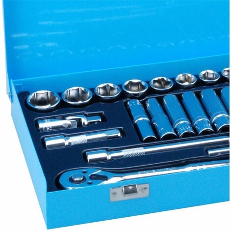 Bluespot 28pc Metric Standard Deep Socket Set 3 8 Drive Ratchet 8mm 24mm