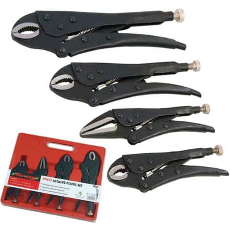 Neilsen 4pc Locking Mole Grip Vice Plier Set Long Nose Adjustable Tool ...