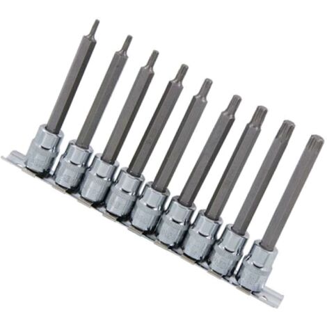 Neilsen 9pc Extra Long 6 Sided Star Plus Security Bit Sockets 3/8 ...