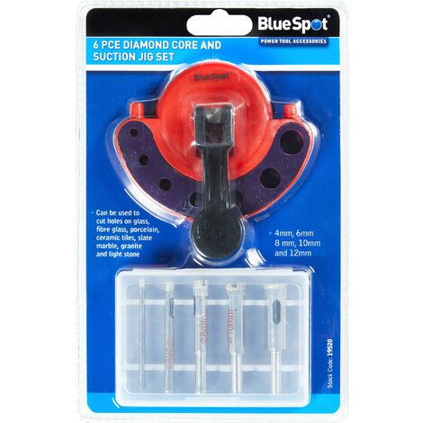 BlueSpot 6pc Diamond Core And Suction Jig Glass Ceramic Tiles Granite Set