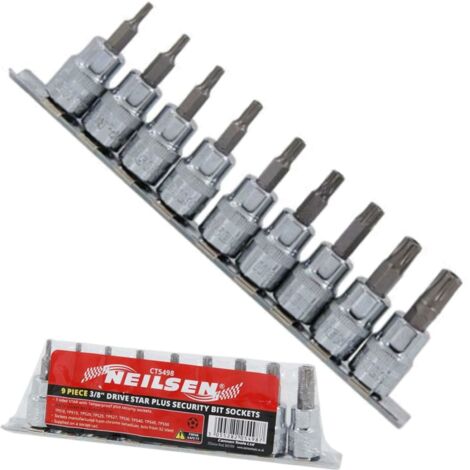 Neilsen 9pc Torx Bit Star Plus Security Tamperproof Socket Set TP10 ...