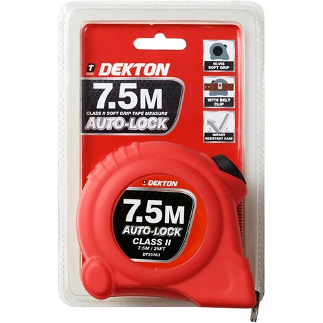 Dekton Hi-vis Tape Measure Auto Lock Imperial Metric Scale 7.5m Class 2