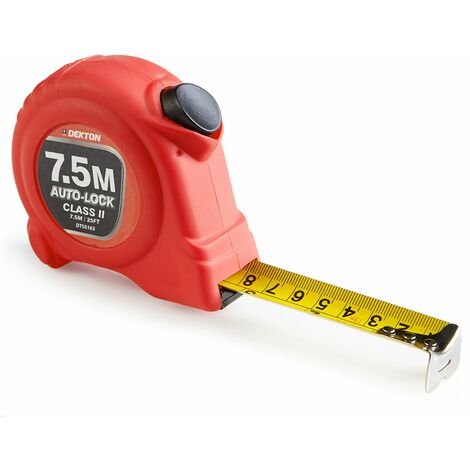 Dekton Hi-vis Tape Measure Auto Lock Imperial Metric Scale 7.5m Class 2