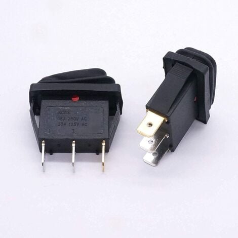 2pcs Étanche 12V Rouge Illuminé Auto ON/OFF SPST 3 Broches 2 Positions ...