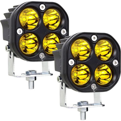 2PCS Phare de Travail LED Tracteur 7.6cm 3'' 40W Jaune Projecteur LED ...