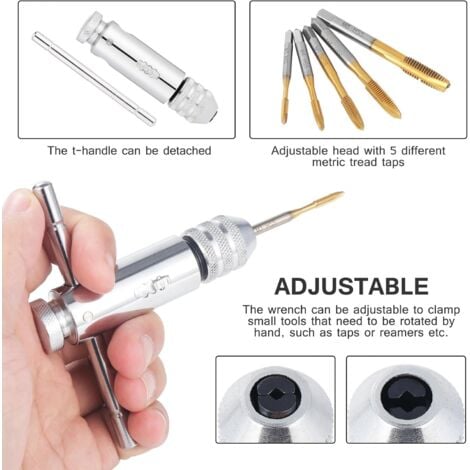 Tarauds et Filières Tourne a Gauche Coffret Taraud,Tarauds à main, Cliquet Réglable Clé pour ...