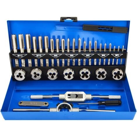 Ensemble de 32 tarauds et filières pour la création et la réparation de filetage, clé à tarauder ...