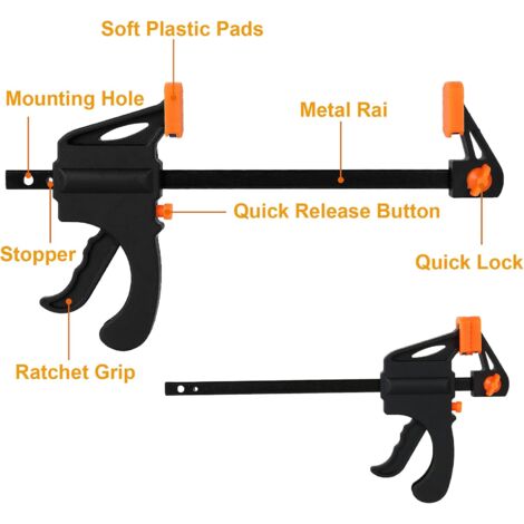 12-Pack 4-Inch Woodworking Quick Grip ClampsTrigger ClampsSingle Handed ...