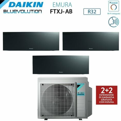 Daikin Bluevolution Trial Split Climatiseur rèversible Série EMURA BLACK III 7+7+18 avec 3MXM68N ...