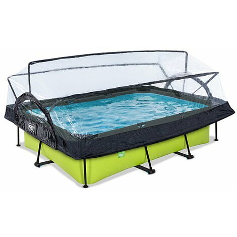 EXIT Lime pool 10ft x 6.6ft x 25.6in with filter pump and dome - green