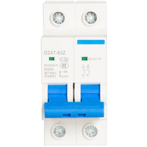 DEWIN 2P DC 500V Mini disyuntor solar 32A Interruptor de protección contra sobrecargas para ...