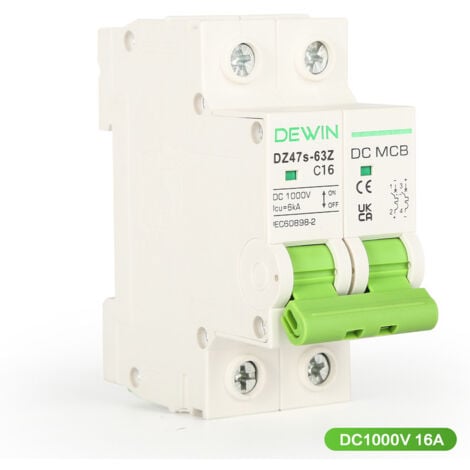 DEWIN 2P 16A DC1000V Disyuntor en miniatura Protección contra cortocircuitos y sobrecargas para ...