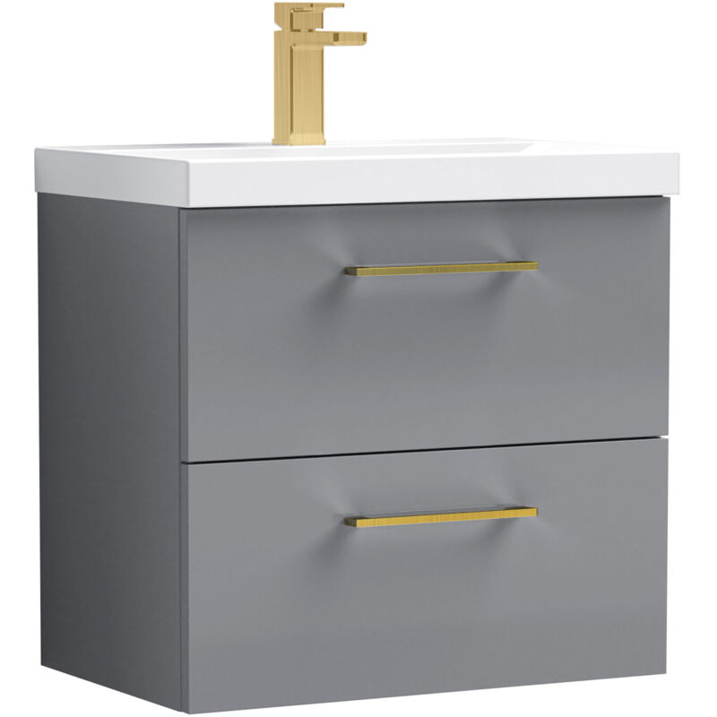 Balterley 600mm Wall Hung Bathroom 2 Drawer Vanity Unit and 1 Tap Hole ...