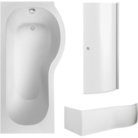 P Shape 1700x850 Right Hand Shower Bath Set – Screen with Knob - Chrome ...