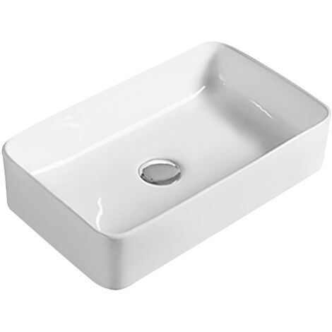 Rectangular 1 Tap Hole Ceramic Countertop Vessel without Overflow - 465mm