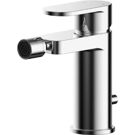 Modern Round Mono Bidet Mixer Tap With Pop Up Waste - Chrome