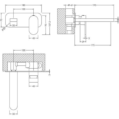 Round Wall Mount 2 Tap Hole Basin Mixer Tap & Back Plate - Chrome