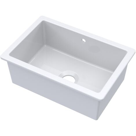 Fireclay Single Bowl Square Undermount Kitchen Sink, Central Waste ...