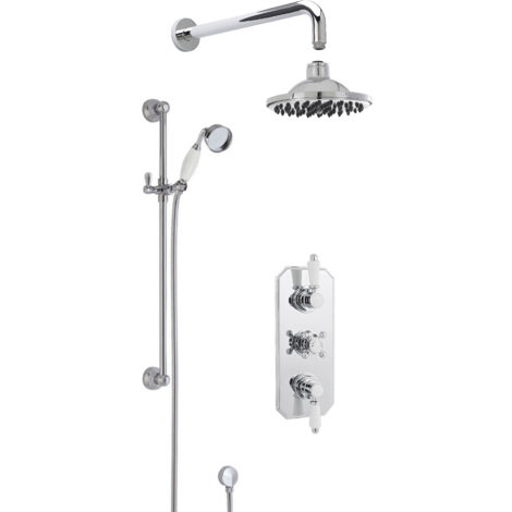 Traditional Concealed Triple Valve with Bevelled Back Plate Shower Set ...