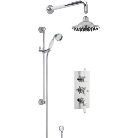 Traditional Concealed Triple Valve with Square Back Plate Shower Set ...