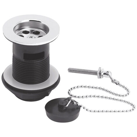 Ceramic Accessories Basin Waste with Poly Plug and Chain - Chrome/Black