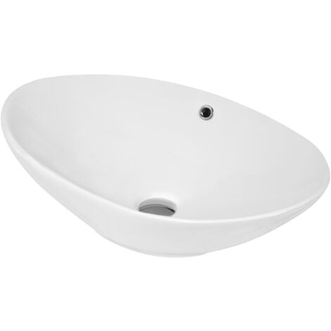 Oval Ceramic Countertop Vessel with Overflow - 588mm