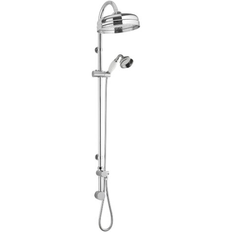 Minimal Rigid Riser Shower Kit with Fixed Head & Handset - Chrome/White