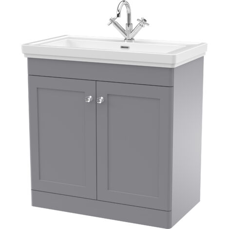 Traditional Floor Standing 2 Door Vanity Unit with 1 Tap Hole Fireclay ...