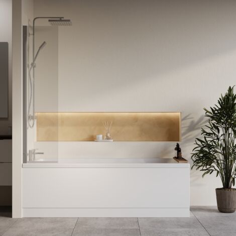 Square Bathtub, Front Panel and Fixed Screen - Chrome Profile