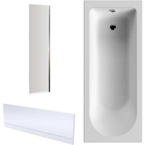 1700 x 750mm Round Bathtub, Front Panel and Bath Screen - Chrome