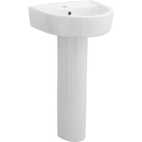 D Shape 1 Tap Hole Basin & Full Pedestal - 420mm - Balterley