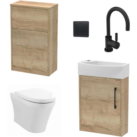 Power Cloakroom Bundle - Right Wall Hung Vanity Unit, Concealed Cistern ...