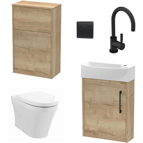 Power Cloakroom Bundle - Left Wall Hung Vanity Unit, Concealed Cistern ...