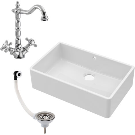 Fireclay 795mm 1 Bowl Butler Kitchen Sink - French Classic Tap ...