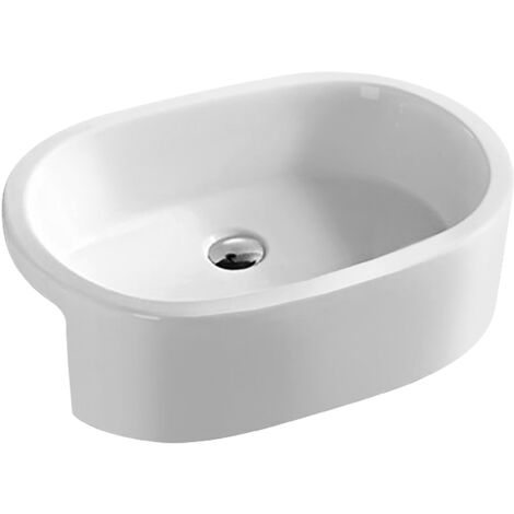 Oval Ceramics Semi Recessed Bathroom Basin, 580mm - Balterley