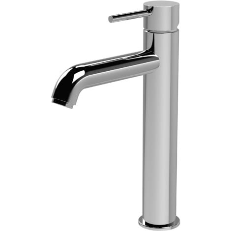 Round Minimalist Tall Mono Basin Mixer Tap - Chrome