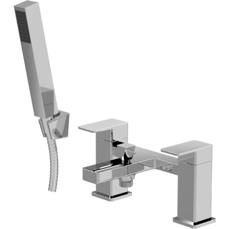 Square Bath Shower Mixer Tap with Shower Kit - Chrome - Balterley