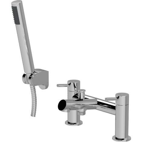 Round Minimalist Bath Shower Mixer Tap with Shower Kit - Chrome - Balterley