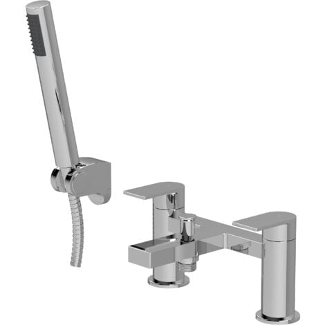Contemporary Bath Shower Mixer Tap with Shower Kit - Chrome - Balterley