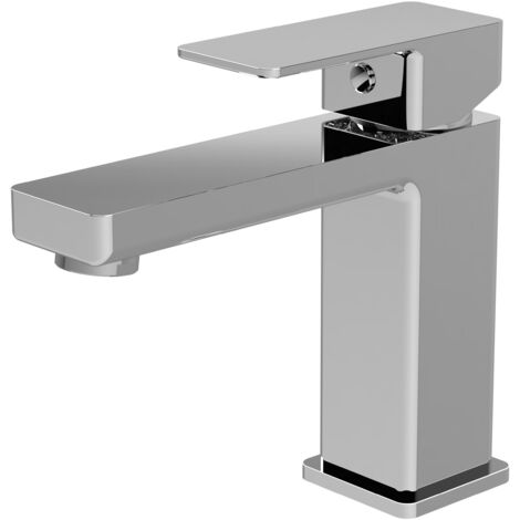Square Mono Basin Mixer Bathroom Sink Tap & Push Button Waste - Chrome ...
