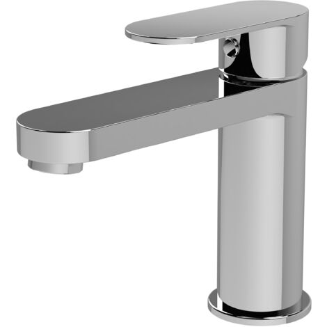 Round Mono Bathroom Basin Mixer Tap & Push Button Waste - Chrome