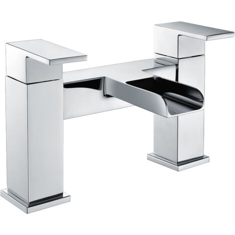 Square Deck Mounted Bath Shower Mixer Tap - Chrome