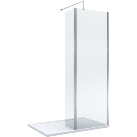 8mm Glass Walk In Wetroom Screen and Hinged Return Screen with Chrome ...