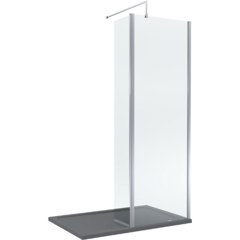 8mm Glass Walk In Wetroom Screen and Hinged Return Screen with Chrome ...