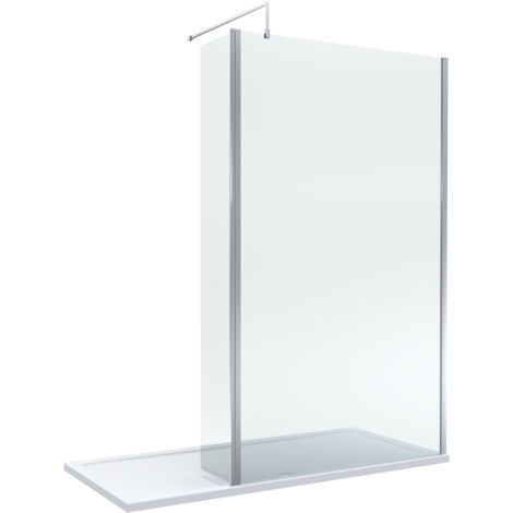 8mm Glass Walk In Wetroom Screen and Hinged Return Screen with Chrome ...