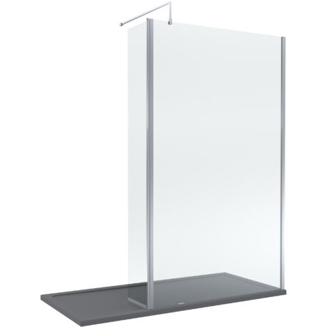8mm Glass Walk In Wetroom Screen and Hinged Return Screen with Chrome ...